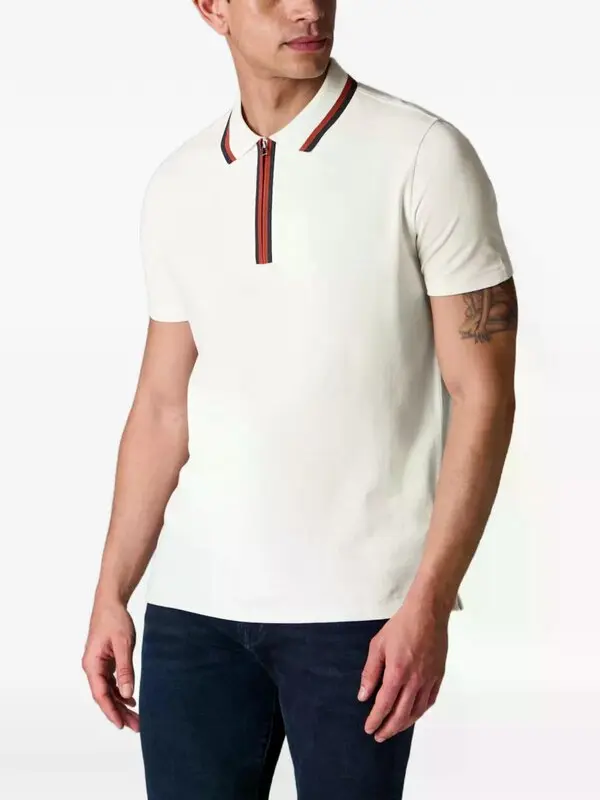 Paul Smith Contrast Tipping Zip Polo Shirt - White