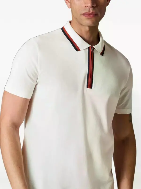 Paul Smith Contrast Tipping Zip Polo Shirt - White