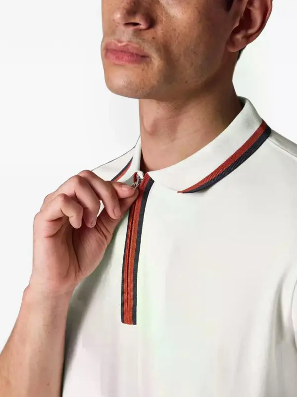 Paul Smith Contrast Tipping Zip Polo Shirt - White