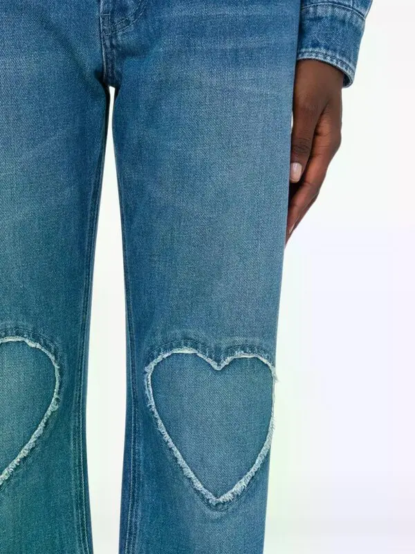 Moschino Cotton Denim Pants With Heart Detail
