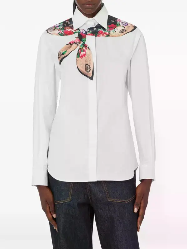 Moschino Floral-pattern Scarf-embellished Shirt - White