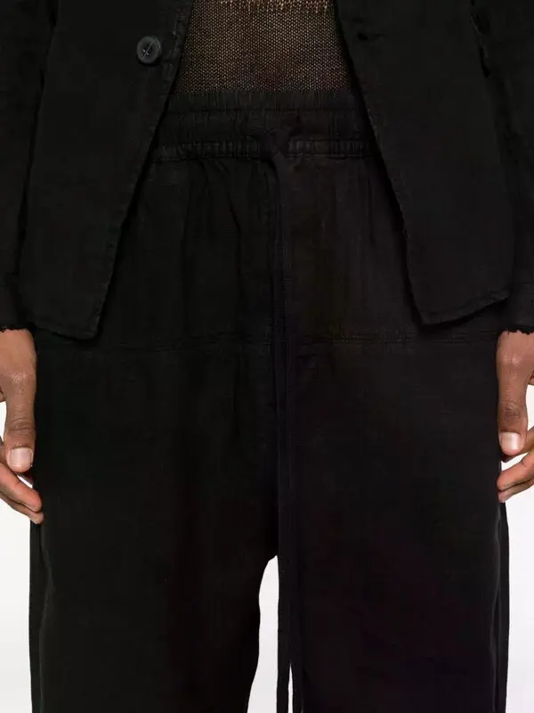 THOM KROM Drawstring Cropped Trousers - Black