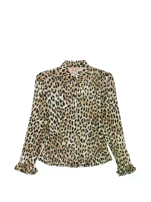 N°21 Ruffled-trim Leopard-print Shirt