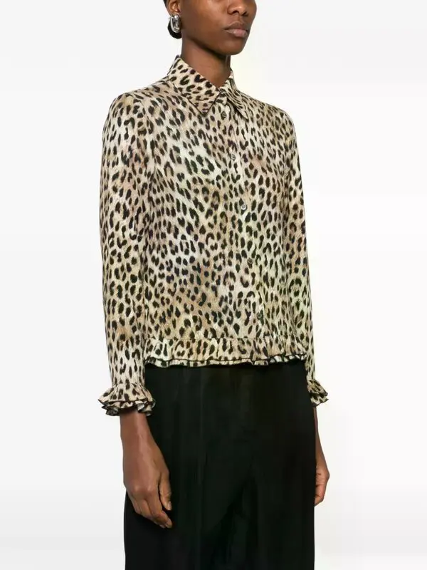 N°21 Ruffled-trim Leopard-print Shirt