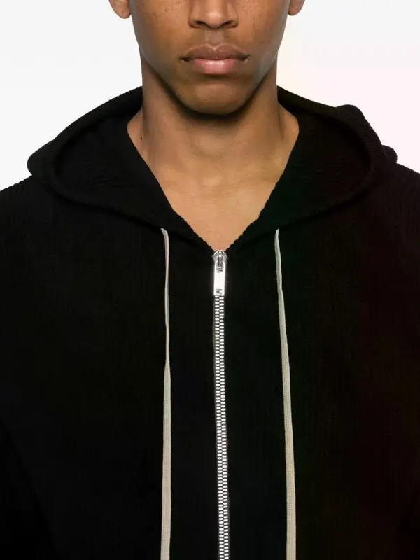 Rick Owens Hooded Zip-up Cardigan - Black