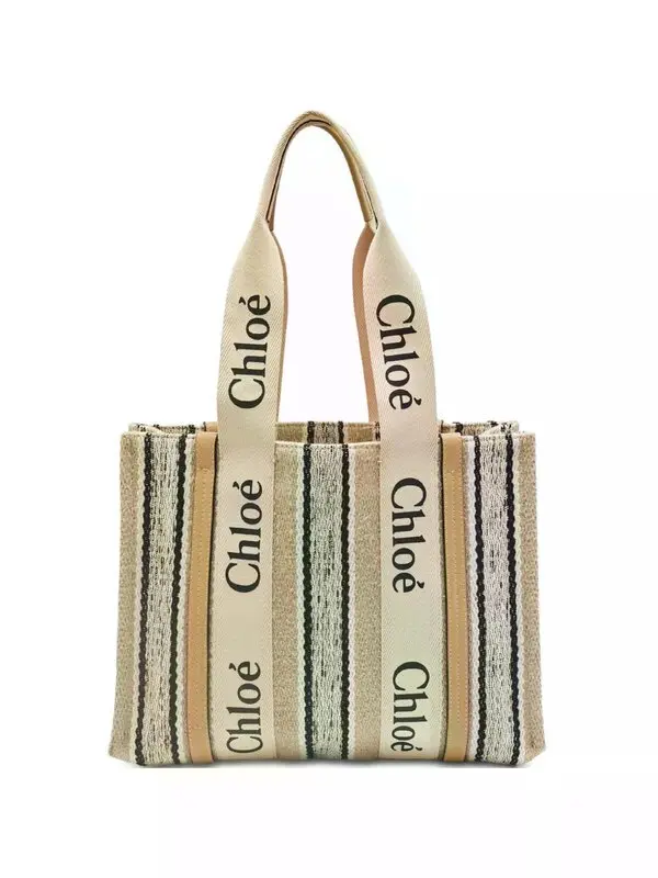 Chloé Woody Canvas Tote Bag - Neutrals