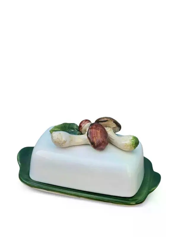 LES-OTTOMANS Mushroom Ceramic Butter Dish - White