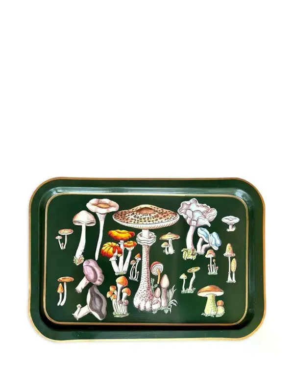 LES-OTTOMANS Mushroom-print Tray - Green