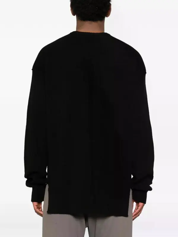 Rick Owens Jumbo Long Sleeve Crewneck Sweater - Black
