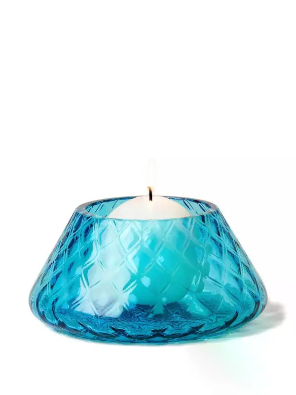 VENINI Lele Aquamarine Textured Candle Holder - Blue