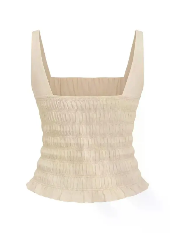 REFORMATION Jeanette Shirred Ruffle Top - Neutrals