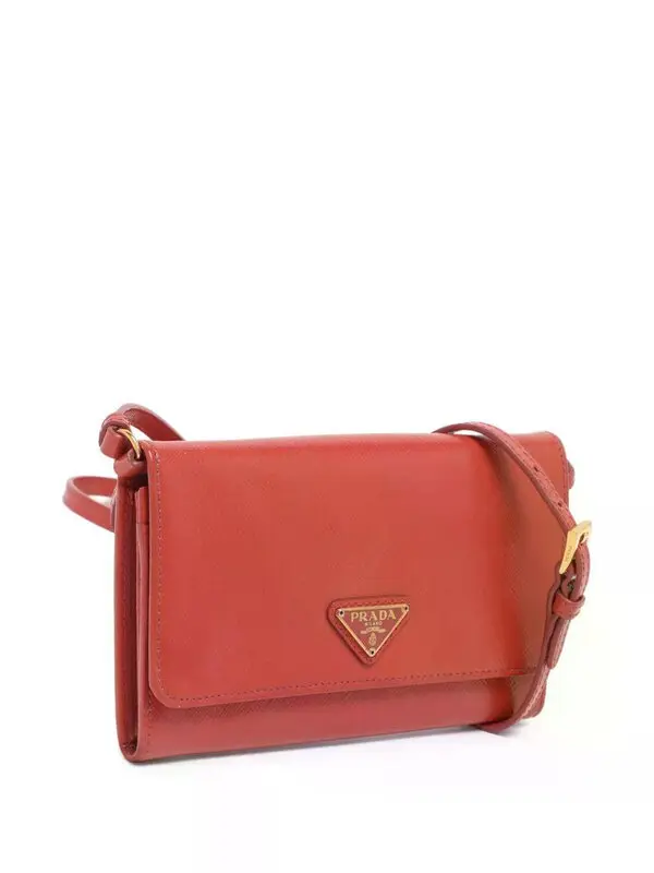 Prada Strap-detail Triangle-logo Wallet - Red