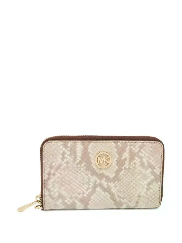 Michael Kors Snakeskin-embossed Wallet - Neutrals