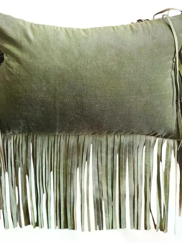 LES-OTTOMANS Leather-fringes Cushion