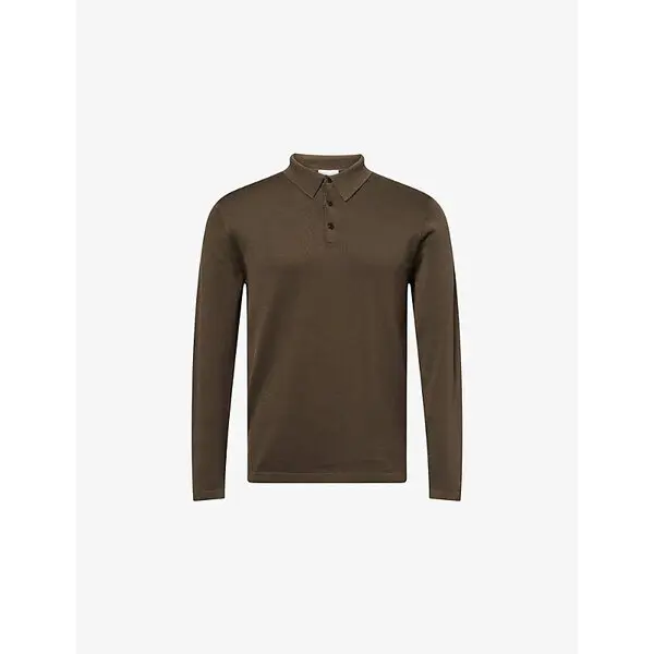 Sunspel Regular-fit Long-sleeves Cotton-knit Polo Shirt - Deep Olive26