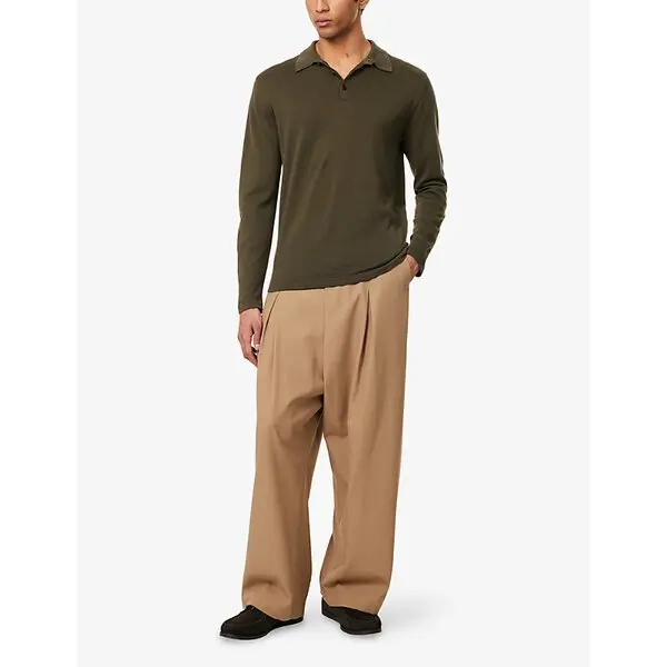 Sunspel Regular-fit Long-sleeves Cotton-knit Polo Shirt - Deep Olive26