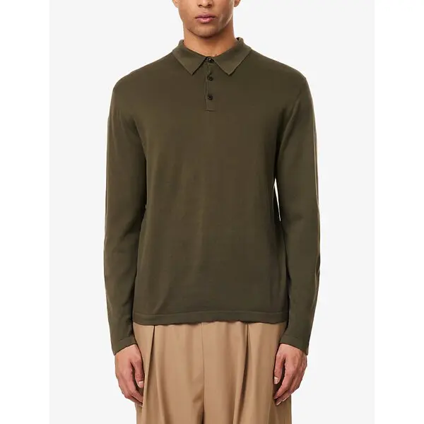 Sunspel Regular-fit Long-sleeves Cotton-knit Polo Shirt - Deep Olive26