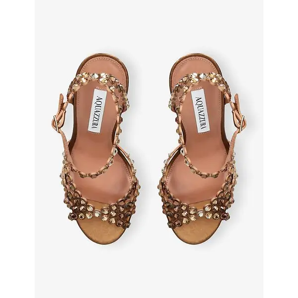 AQUAZZURA Tequila 105 Crystal-embellished Heeled Sandals - Rust