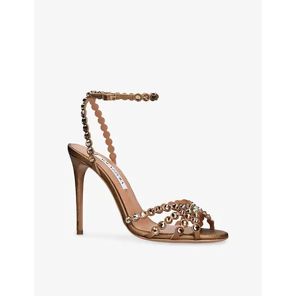 AQUAZZURA Tequila 105 Crystal-embellished Heeled Sandals - Rust