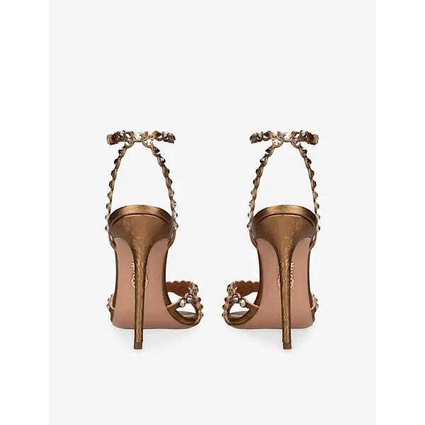 AQUAZZURA Tequila 105 Crystal-embellished Heeled Sandals - Rust