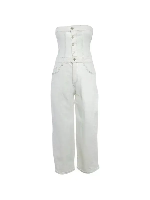 WEAR THAT Strapless Denim Jumpsuit - White