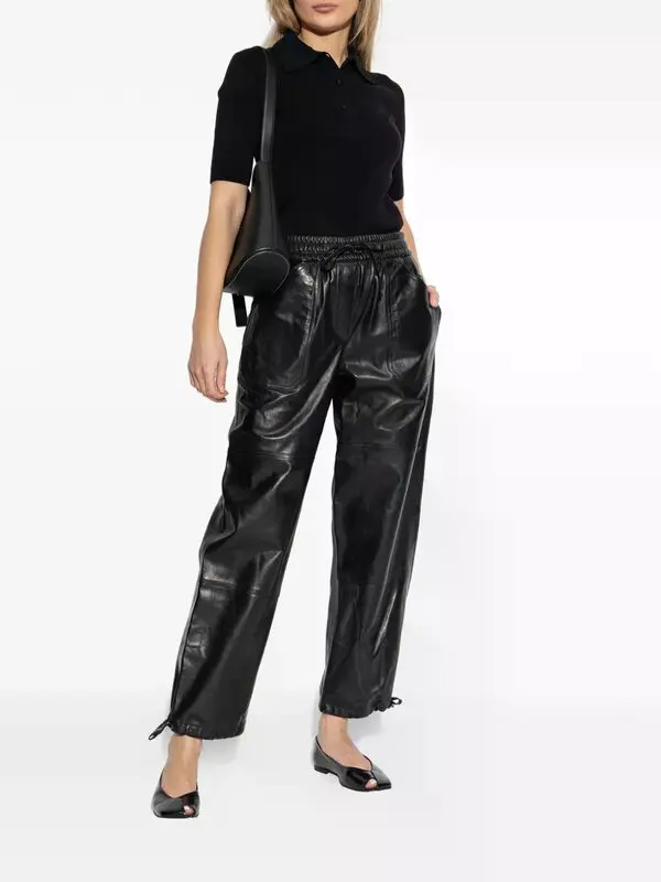 JIL SANDER Drawstrings Leather Trousers