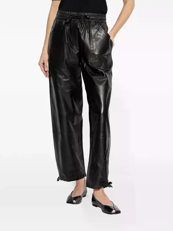JIL SANDER Drawstrings Leather Trousers