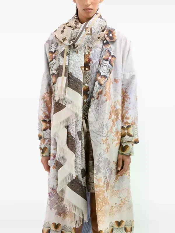 PIERRE-LOUIS MASCIA Geometric-pattern Fringed Scarf