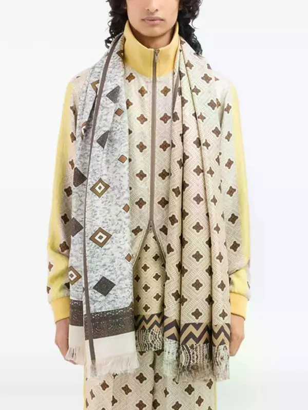 PIERRE-LOUIS MASCIA Geometric-pattern Fringed Scarf