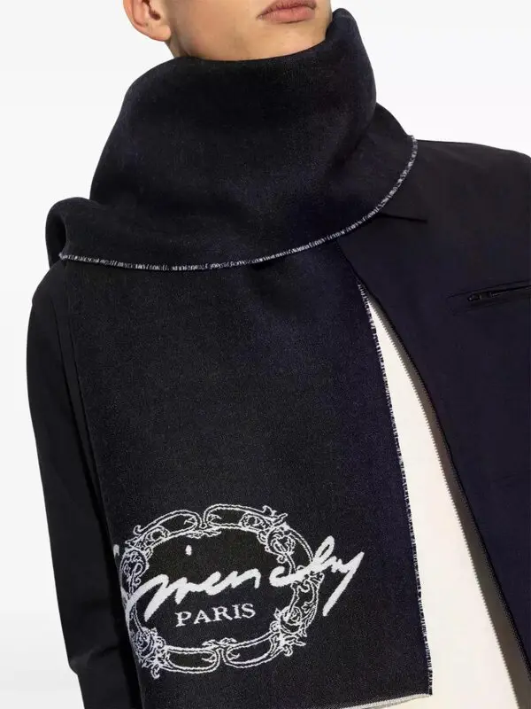 Givenchy Intarsia-knit Logo Scarf - Black