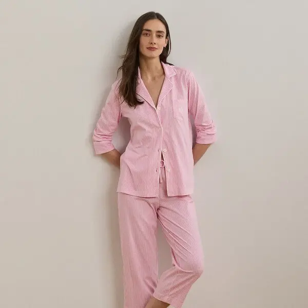 Ralph Lauren Cotton Sleep Set - Pink White Stripe