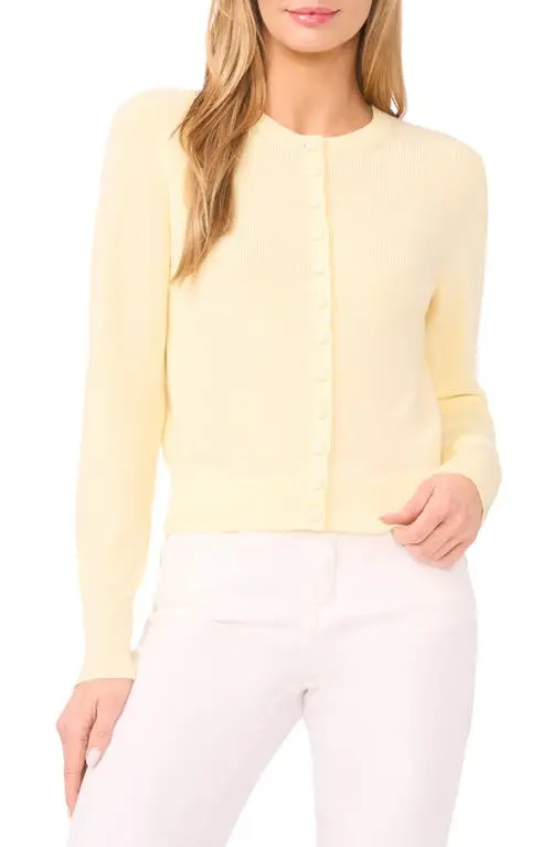 CECE DUPRAZ Ribbed Button Cardigan - Lemon Drop