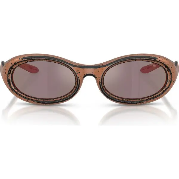 DIESEL® Mirrored Oval Sunglasses - Bronze Splatter Black/rose