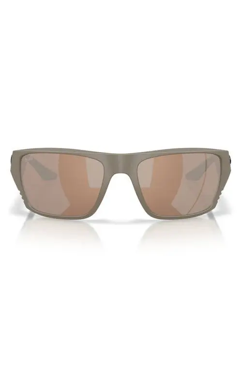 COSTA DEL MAR Finlet 59mm Polarized Rectangular Sunglasses - Sand/copper Silver 580g