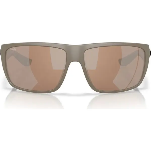 COSTA DEL MAR Fly Line 64mm Polarized Rectangular Sunglasses - Sand/copper Silver