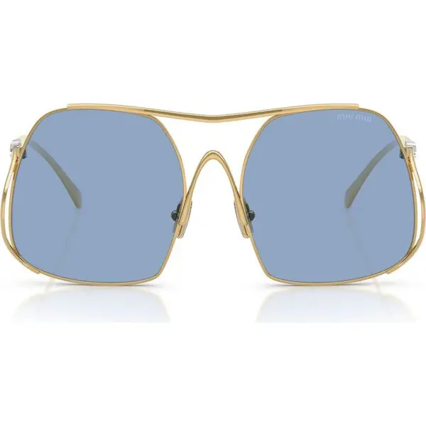 Miu Miu 57mm Square Sunglasses - Gold/light Blue