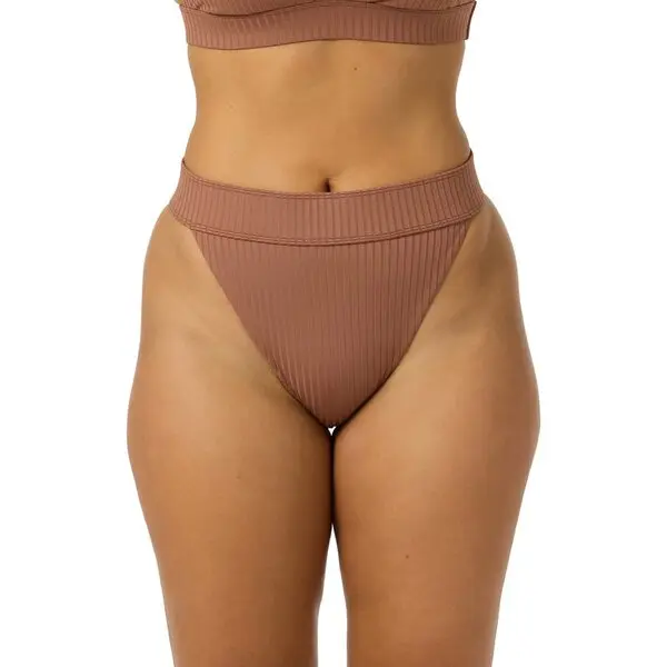O'Neill Shorebreak Rib High Waisted Bikini Bottom - Carob Brown