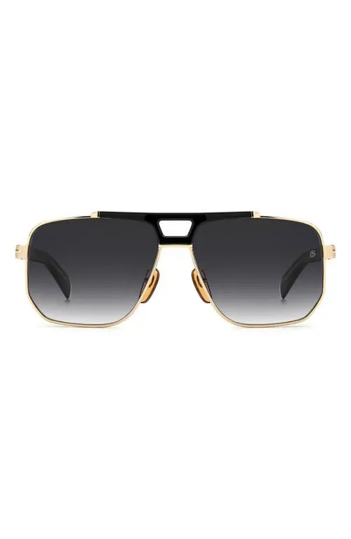 DB EYEWEAR BY DAVID BECKHAM 61mm Navigator Sunglasses - Gold Black/dark Grey