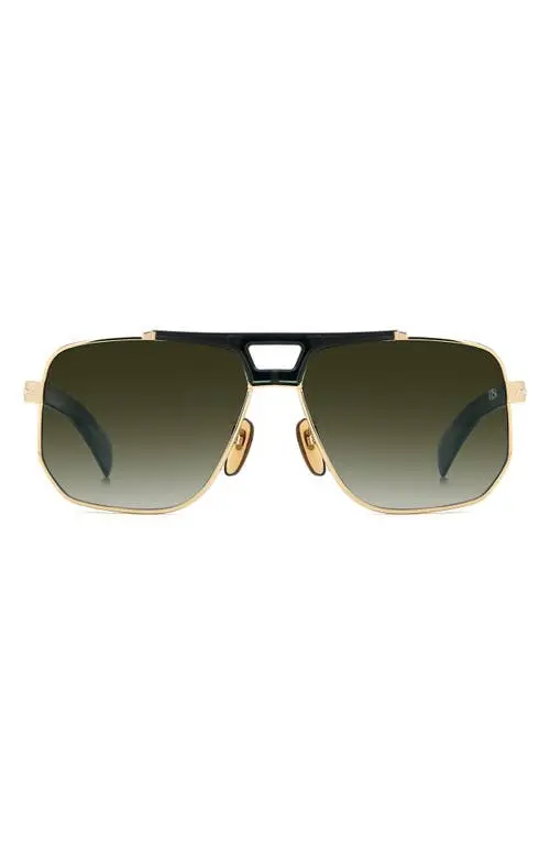 DB EYEWEAR BY DAVID BECKHAM 61mm Navigator Sunglasses - Gold Green/green Shaded