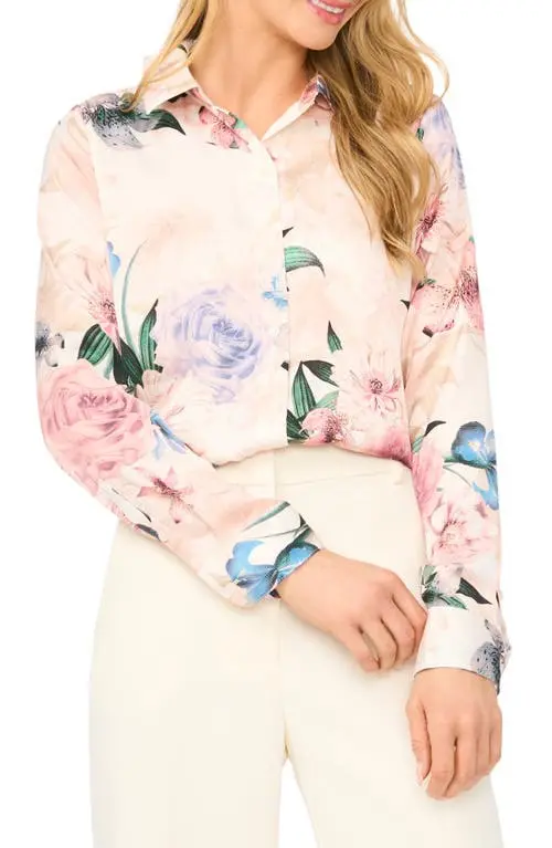 Ted Baker London Floral Georgette Button-up Shirt - Vanilla Ice