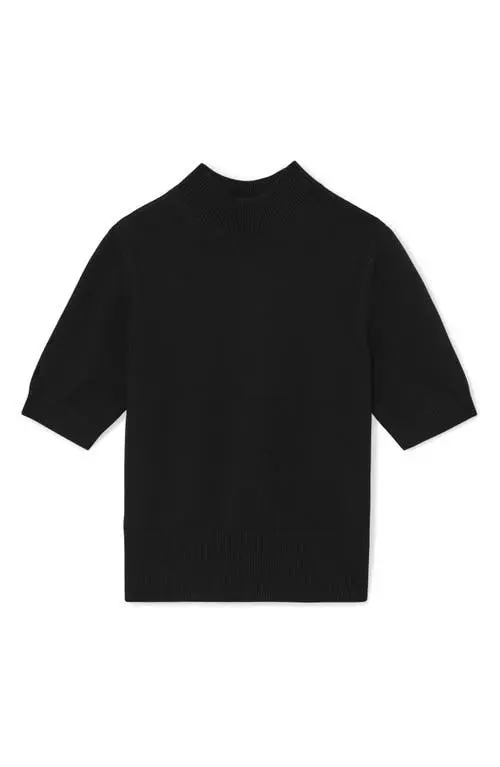 REISS Cotton & Wool Blend Mock Neck Sweater - Black