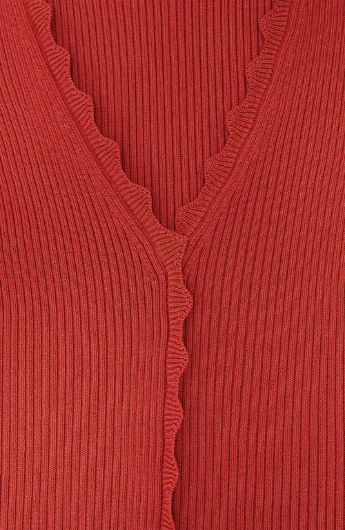 REISS Marcy Scalloped Rib Knit Top