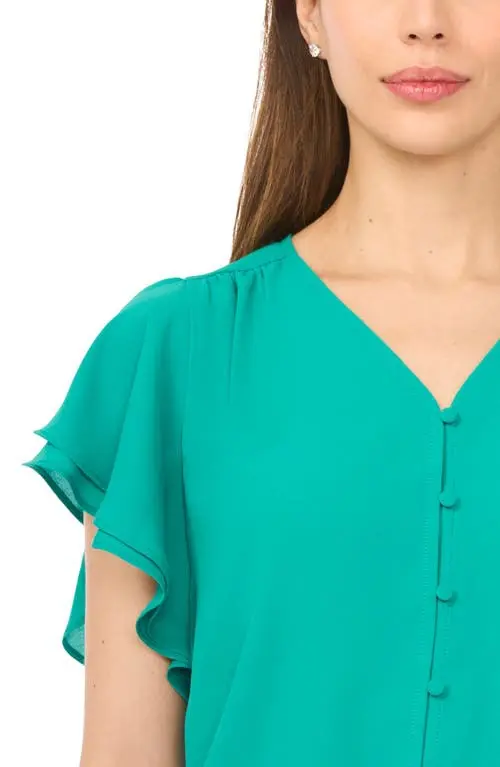 CECE DUPRAZ Flutter Sleeve V-neck Top