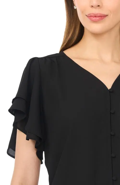 CECE DUPRAZ Flutter Sleeve V-neck Top