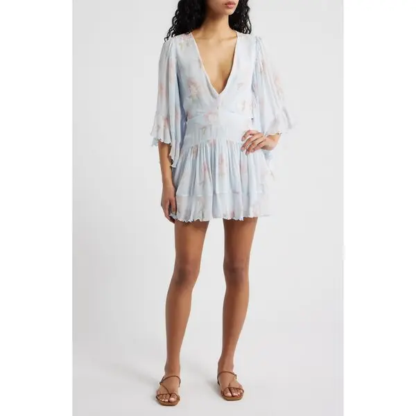 LoveShackFancy Auralie Floral Long Sleeve Minidress