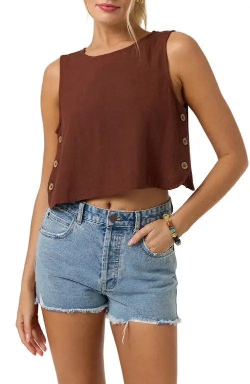 O'Neill Side Button Crop Tank - Coconut Brown