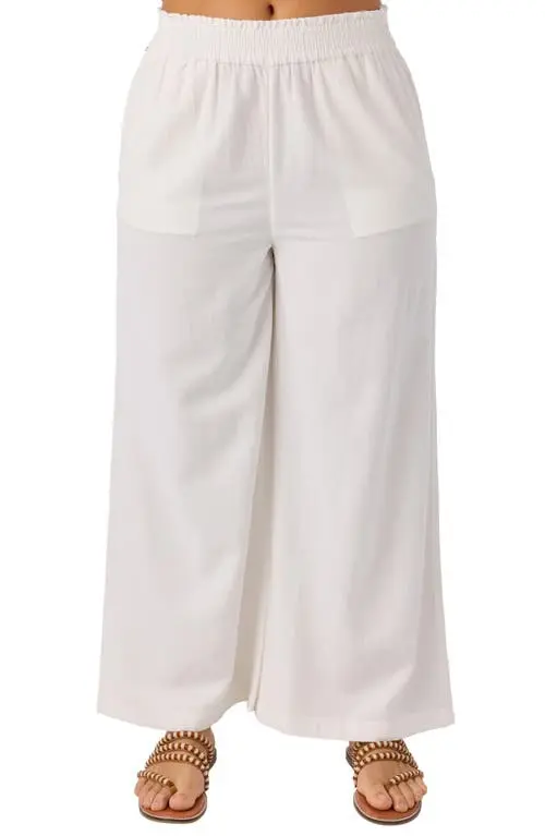 O'Neill Wide-leg Pants With Smocked Waist - White