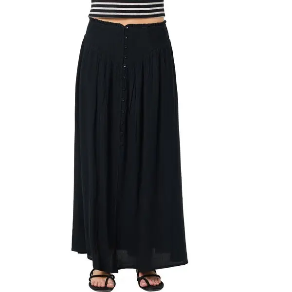 O'Neill Trystyn Button Front Midi Skirt - Black