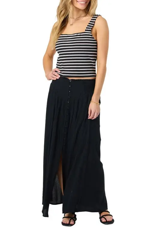 O'Neill Trystyn Button Front Midi Skirt - Black
