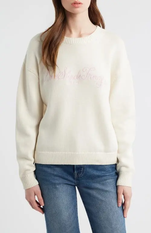 LoveShackFancy Selman Logo Embroidery Cotton & Wool Sweater